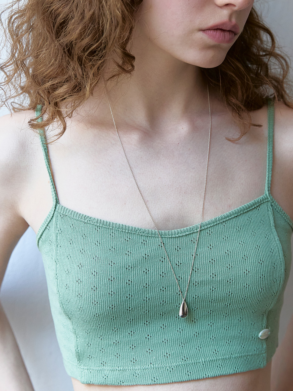 Water Drop Long Necklace (flat chain)